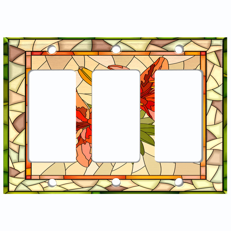 Worldacc Patterned 3 Gang Toggle Light Switch Standard Wall Plate